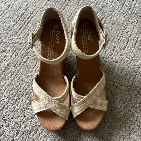 Toms | Shoes | Toms Natural Canvas Wedge Sandals | Poshmark